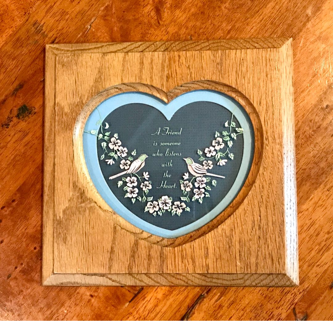 Vintage A Friend Quote Oakwood Heart Shape Frame UK, Furniture & Home ...