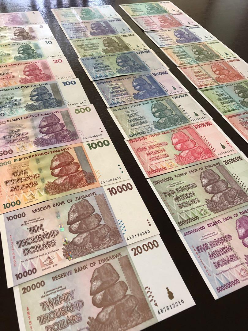 Zimbabwe banknotes - complete set, Hobbies & Toys, Memorabilia ...