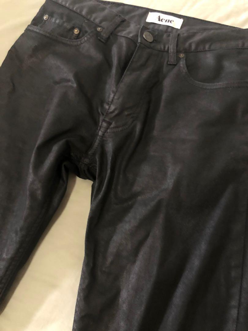 Acne Studios Black Waxed Denim Roc Jeans, Men's Fashion, Bottoms, Jeans ...
