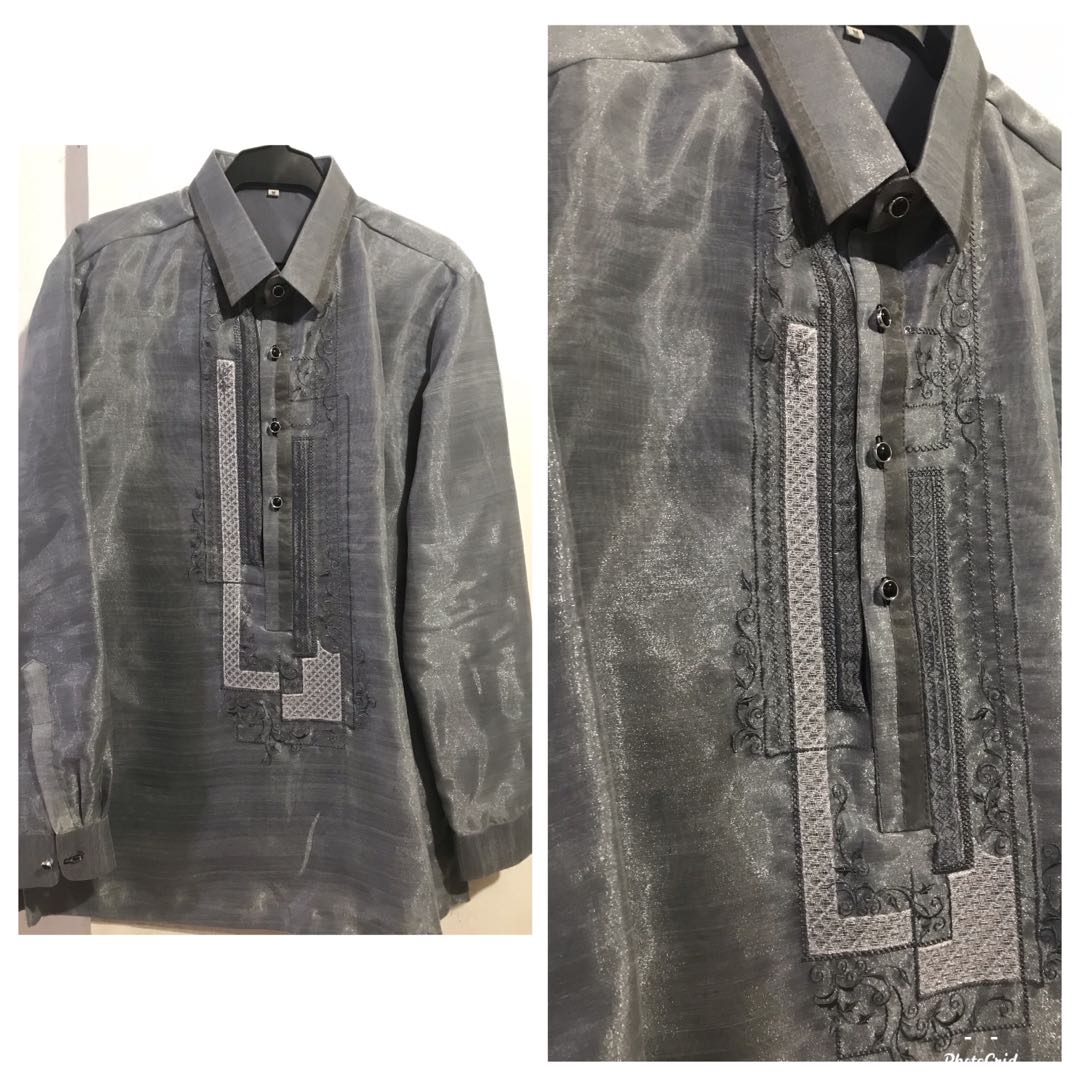 Barong Tagalog/Gray, Men's Fashion, Tops & Sets, Formal Shirts on Carousell