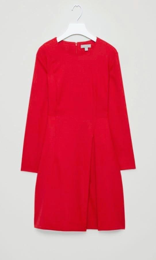 COS Red dress with pleat detail, Women's Fashion, Dresses & Sets ...