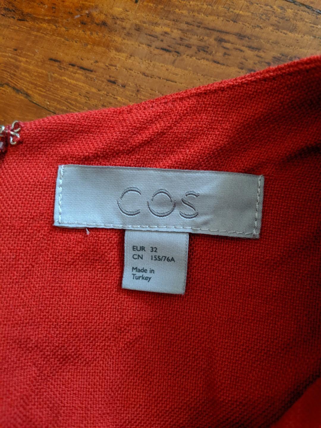 COS Red dress with pleat detail, Women's Fashion, Dresses & Sets ...