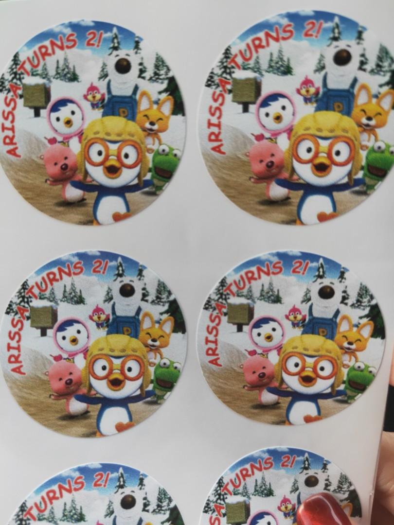 Customized Pororo Birthday sticker, Hobbies & Toys, Stationery & Craft ...