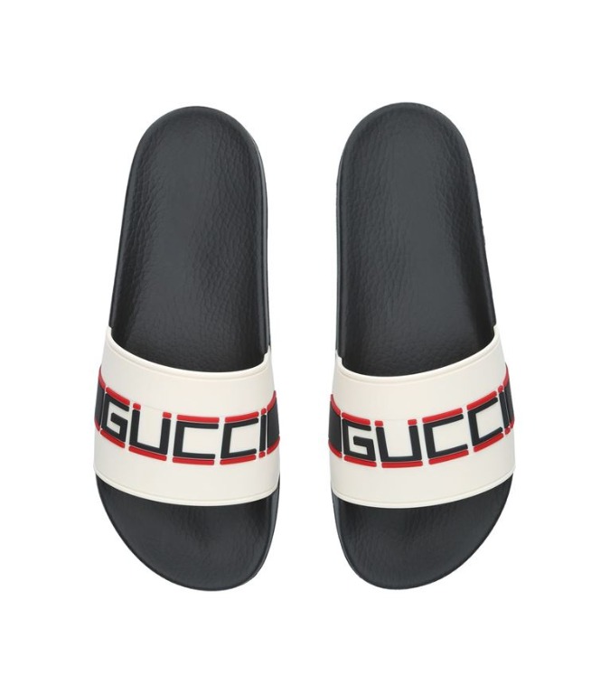 Gucci Logo Pursuit Slides, Men's Fashion, Footwear, Flipflops and ...