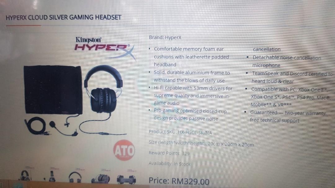 Hyper cloud pro gaming earphone, Computers & Tech, Parts & Accessories ...