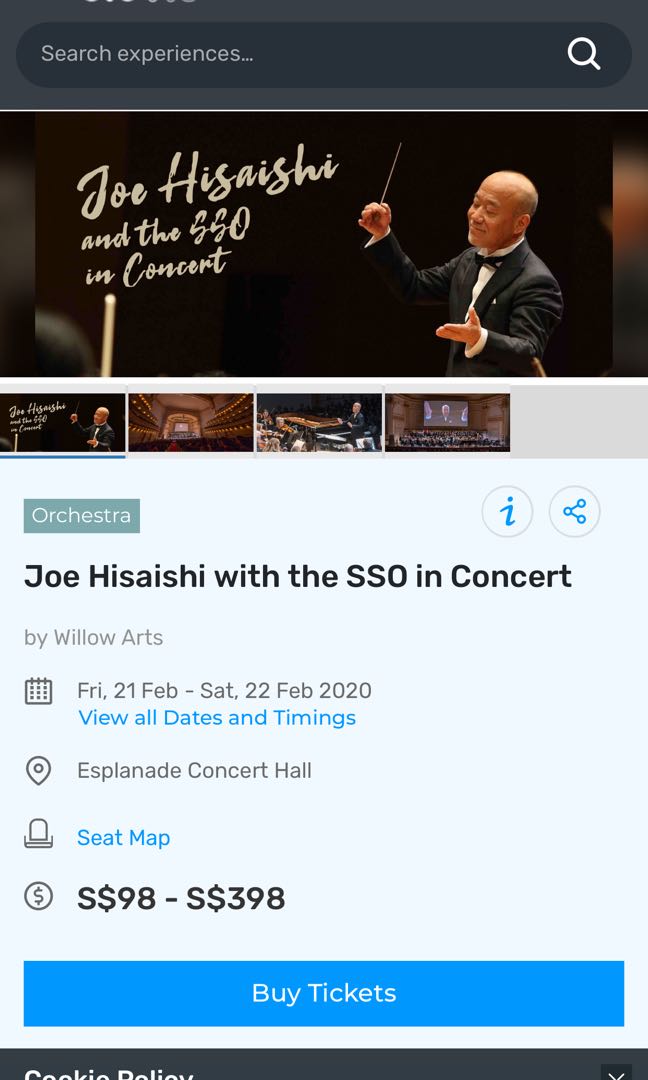 1 pair of Joe Hisaishi with the SSO in Concert tickets (cat 1seating ...