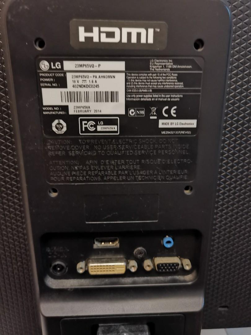 電腦屏幕 lg 23吋 lcd led 窄框 無框 電腦mon hdmi vga, 電腦＆科技, 電腦周邊及配件, 電子屏幕 - Carousell