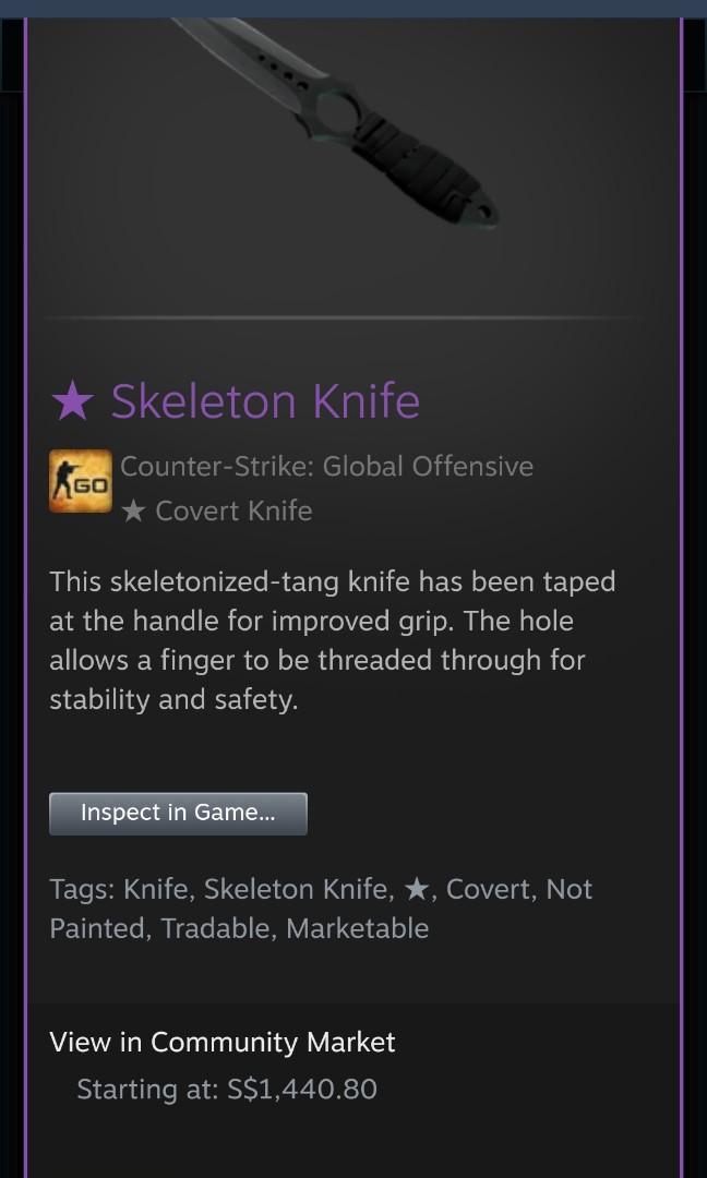 CSGO KNIFE Skeleton Knife (Vanilla), Video Gaming, Gaming Accessories ...