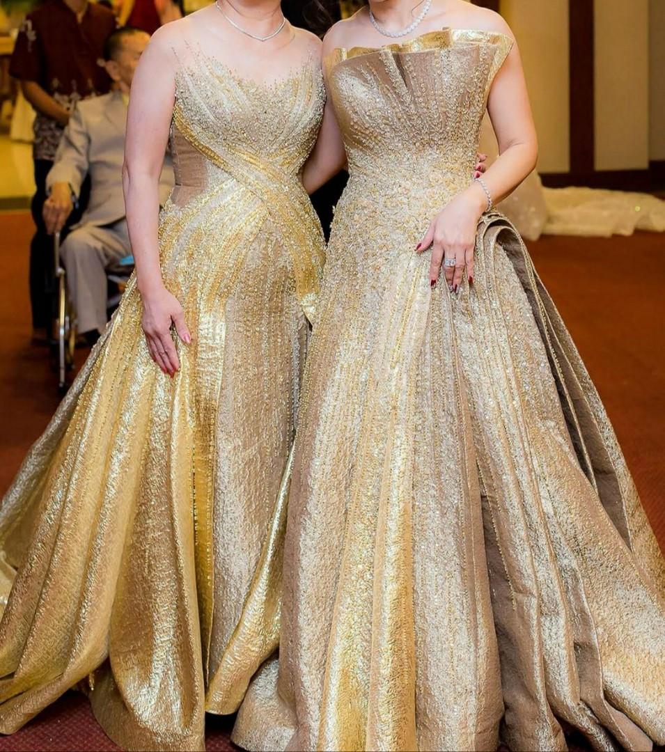 Gold Dress designer wikiwu second, Fesyen Wanita, Pakaian Wanita, Gaun ...