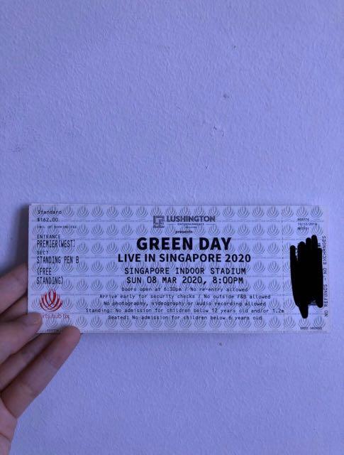 Green Day Ticket, Tickets & Vouchers, Event Tickets on Carousell