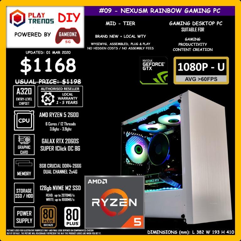 MULTI-AD NEXUSM RAINBOW GAMING PC BUILDS AMD RYZEN 3 3200G 3100 3300X 5 ...