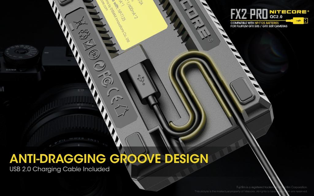 NITECORE FX2 PRO USB QC2.0 charger for Fujifilm GFX-50S, GFX-50R camera ...