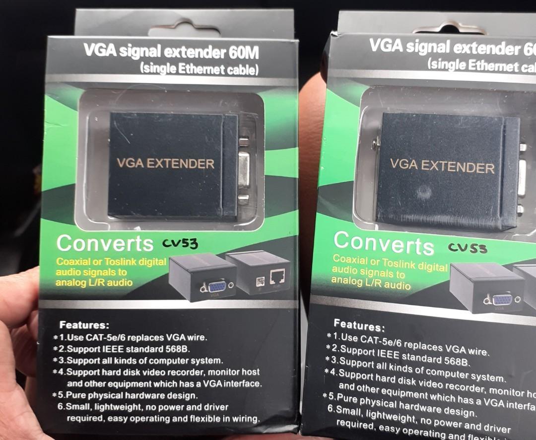 Passive VGA Extender 60m Over UTP Cable, TV & Home Appliances, TV ...