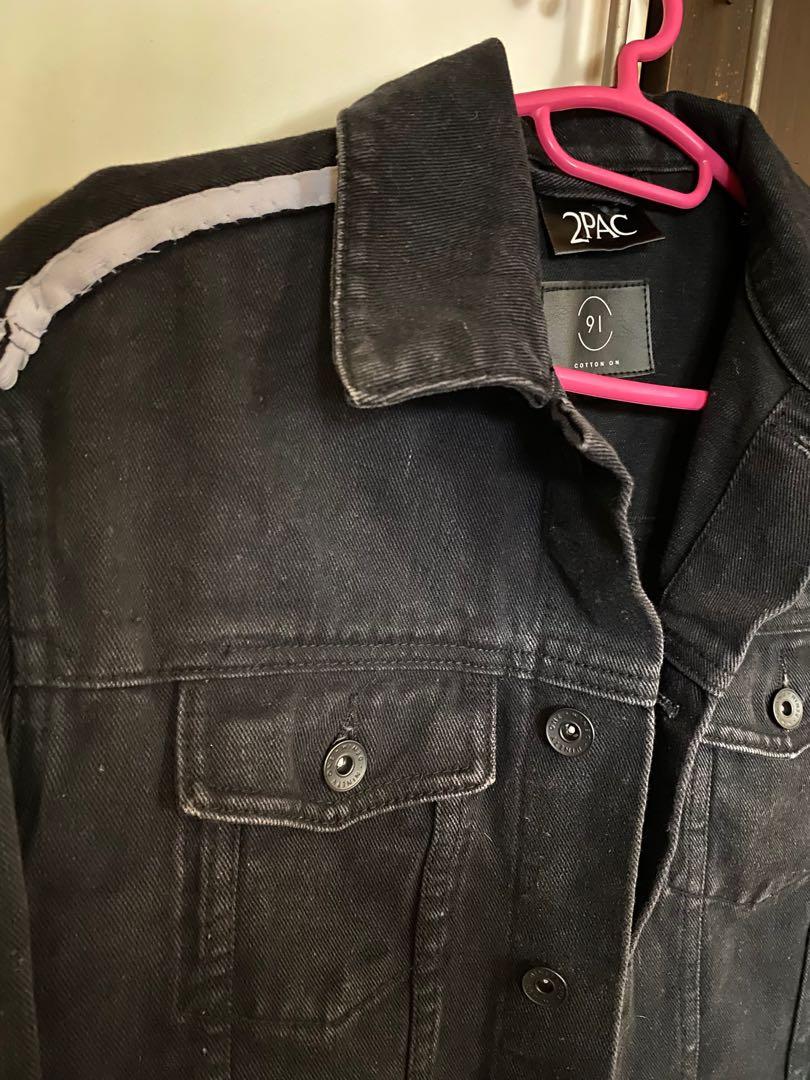 Tupac Black Denim Jacket, Men's Fashion, Coats, Jackets and Outerwear ...