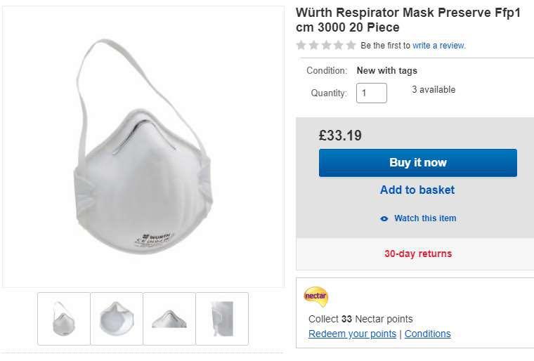 歐洲口罩 Wurth respirator Mask FFP1 NR, 其他, 其他 - Carousell