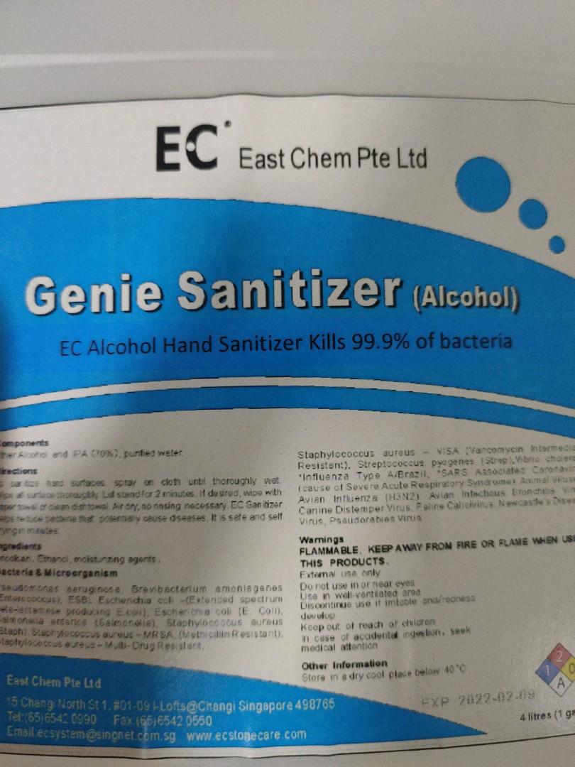 Alcohol Sanitiser 4L, Beauty & Personal Care, Hands & Nails on Carousell