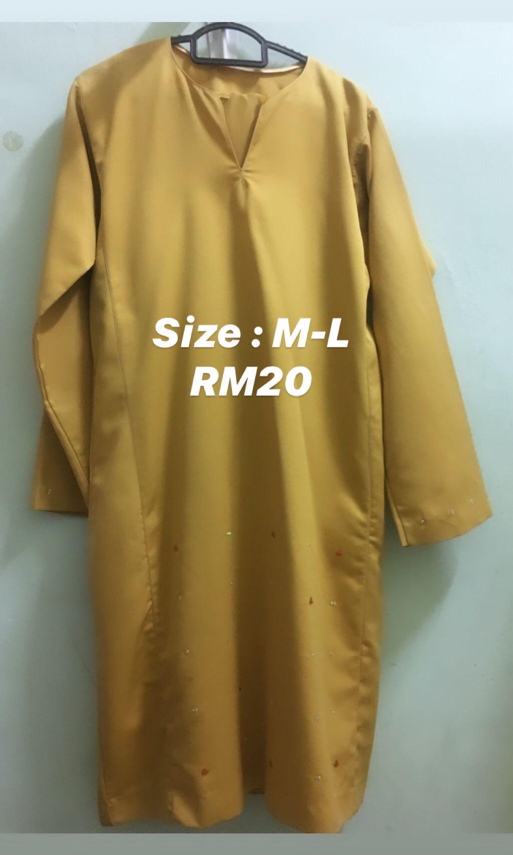 Baju kurung tradisional kuning mustard, Women's Fashion, Muslimah ...