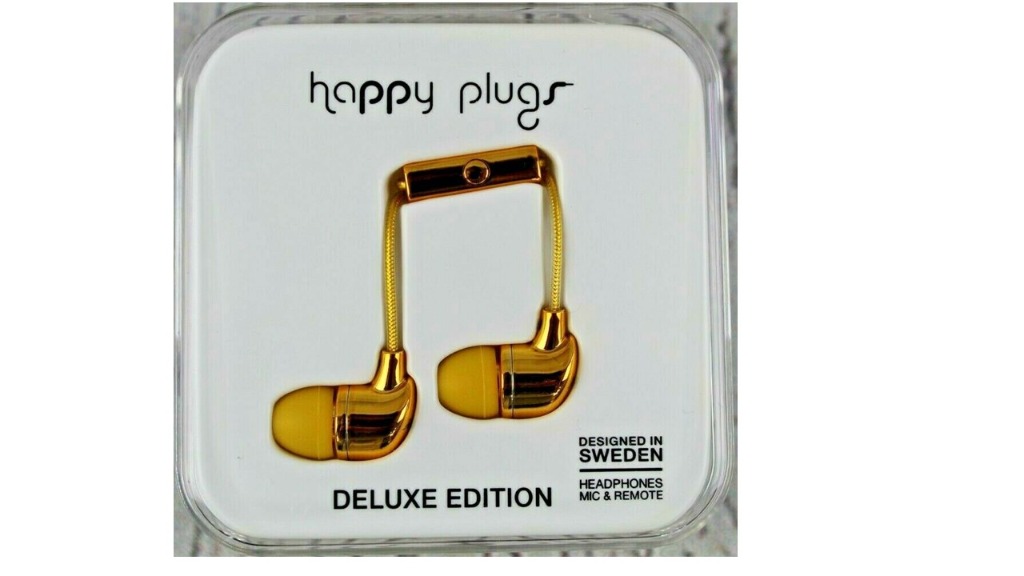 HAPPY PLUGS DELUXE EDITION IN-EAR WITH MIC & REMOTE - GOLD, Electronics ...