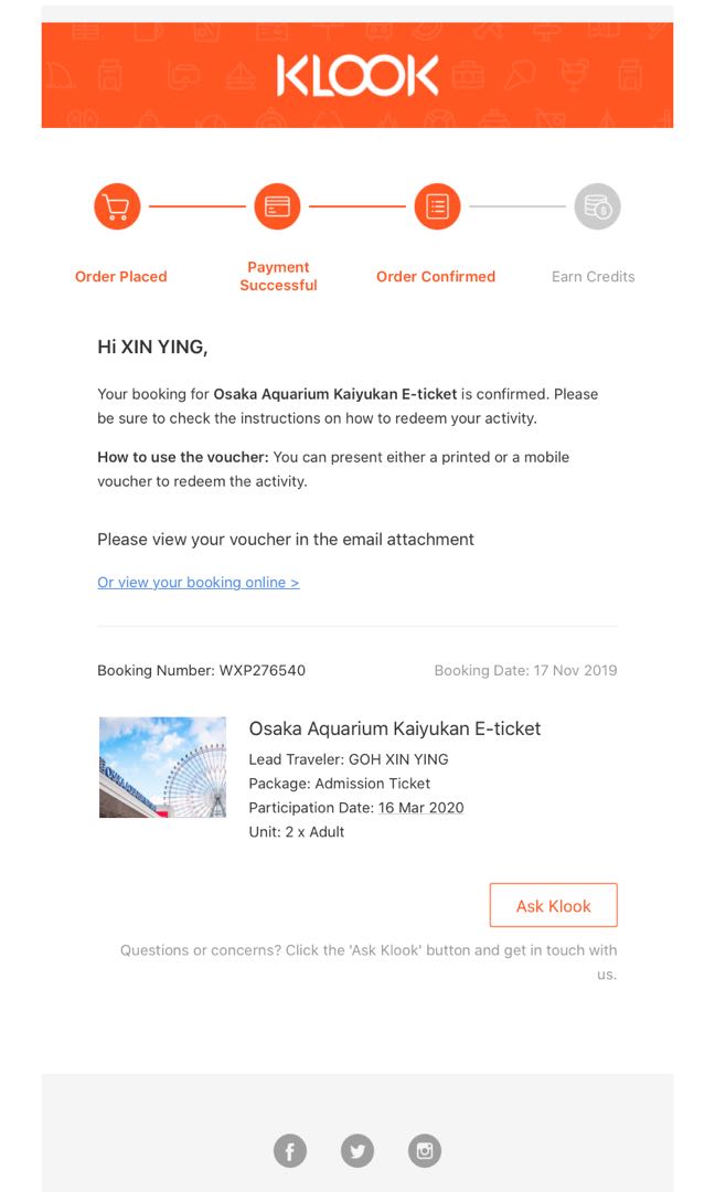 Klook x 2, Tickets & Vouchers, Event Tickets on Carousell