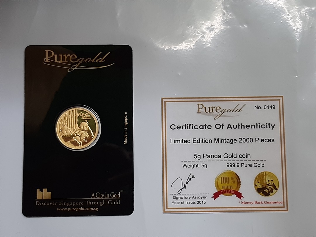 5g pure gold Panda Gold Coin, Women's Fashion, Jewelry & Organisers ...