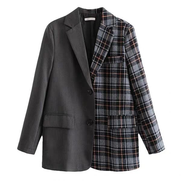 Checkers mixed design Blazer, Women's Fashion, Coats, Jackets and ...