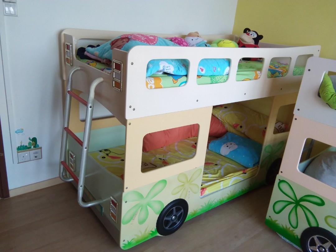 Double decker bus bunk bed, Furniture & Home Living, Furniture, Bed ...