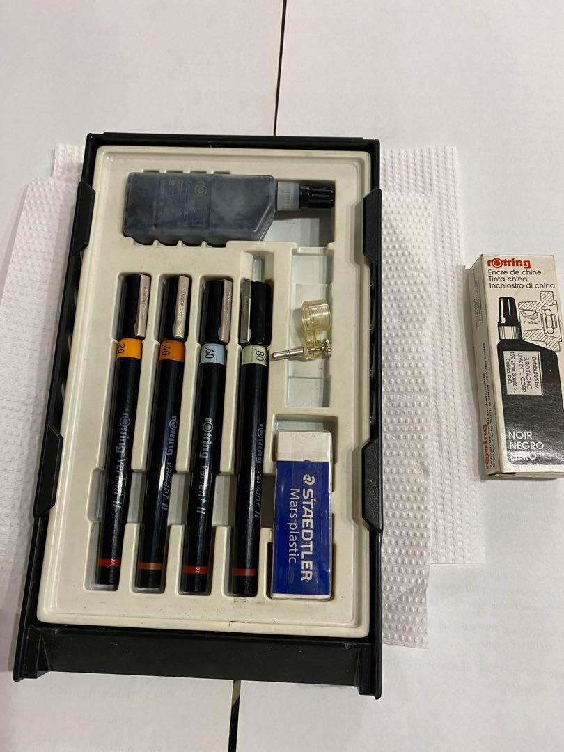 All Rotring Technical pen set, T square, triangles, circle and ellipse ...