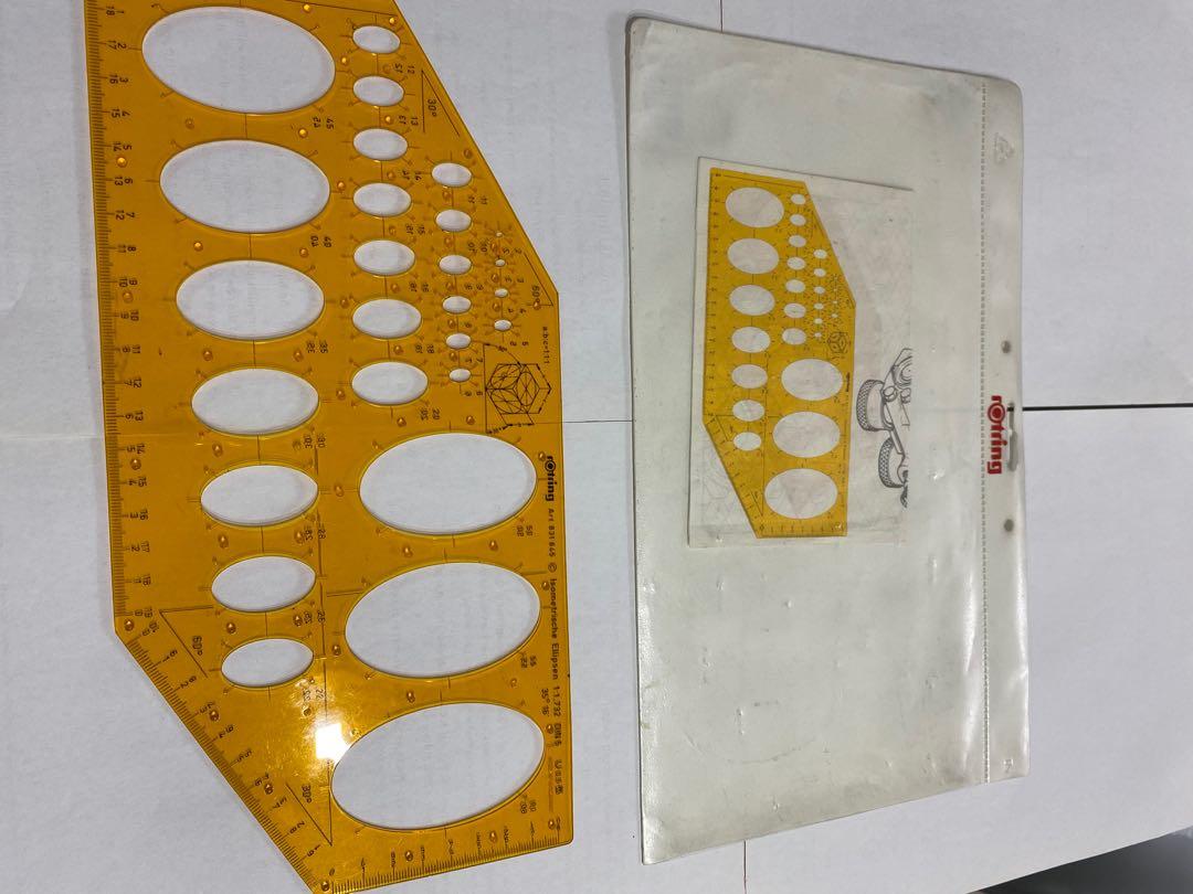 All Rotring Technical pen set, T square, triangles, circle and ellipse ...