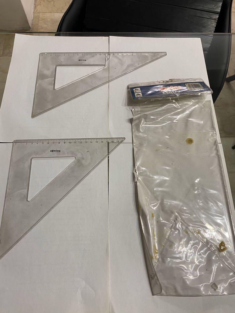 All Rotring Technical pen set, T square, triangles, circle and ellipse ...