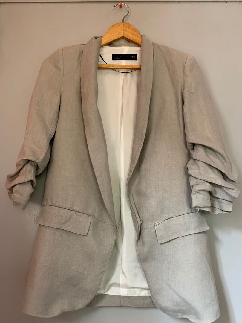 Zara Linen Blazer, Women's Fashion, Coats, Jackets and Outerwear on ...