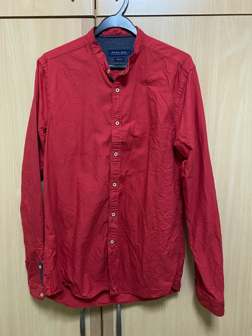 Zara Man Red Shirt, Men's Fashion, Clothes, Tops on Carousell