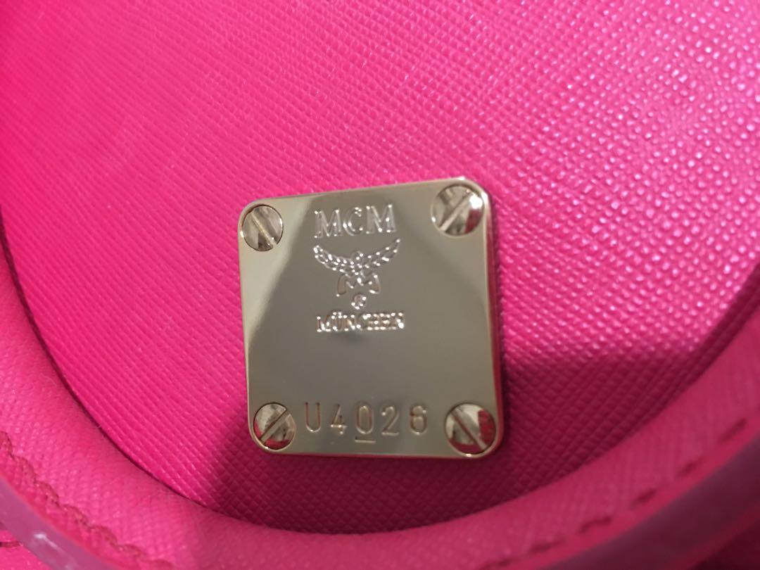 Authentic MCM red leather with shoulder strap, Women's Fashion, Bags ...