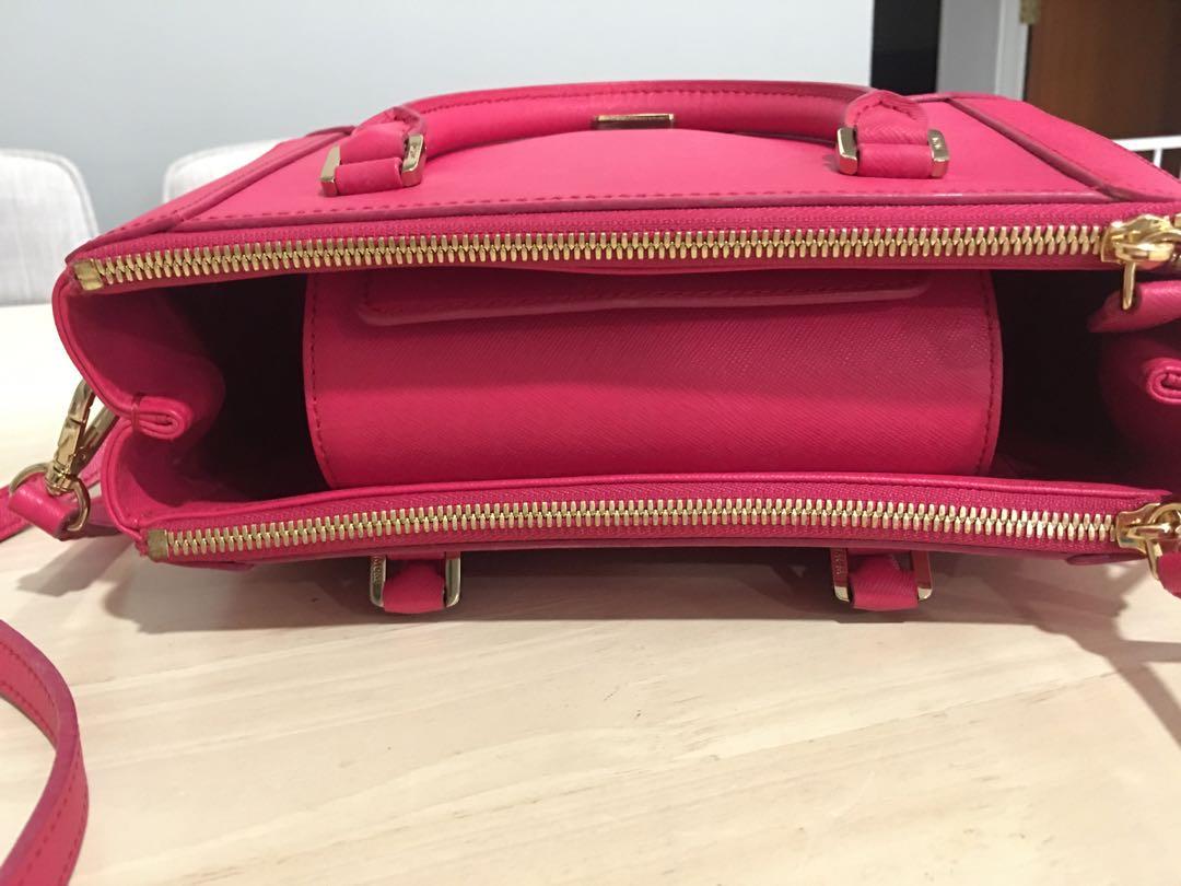 Authentic MCM red leather with shoulder strap, Women's Fashion, Bags ...