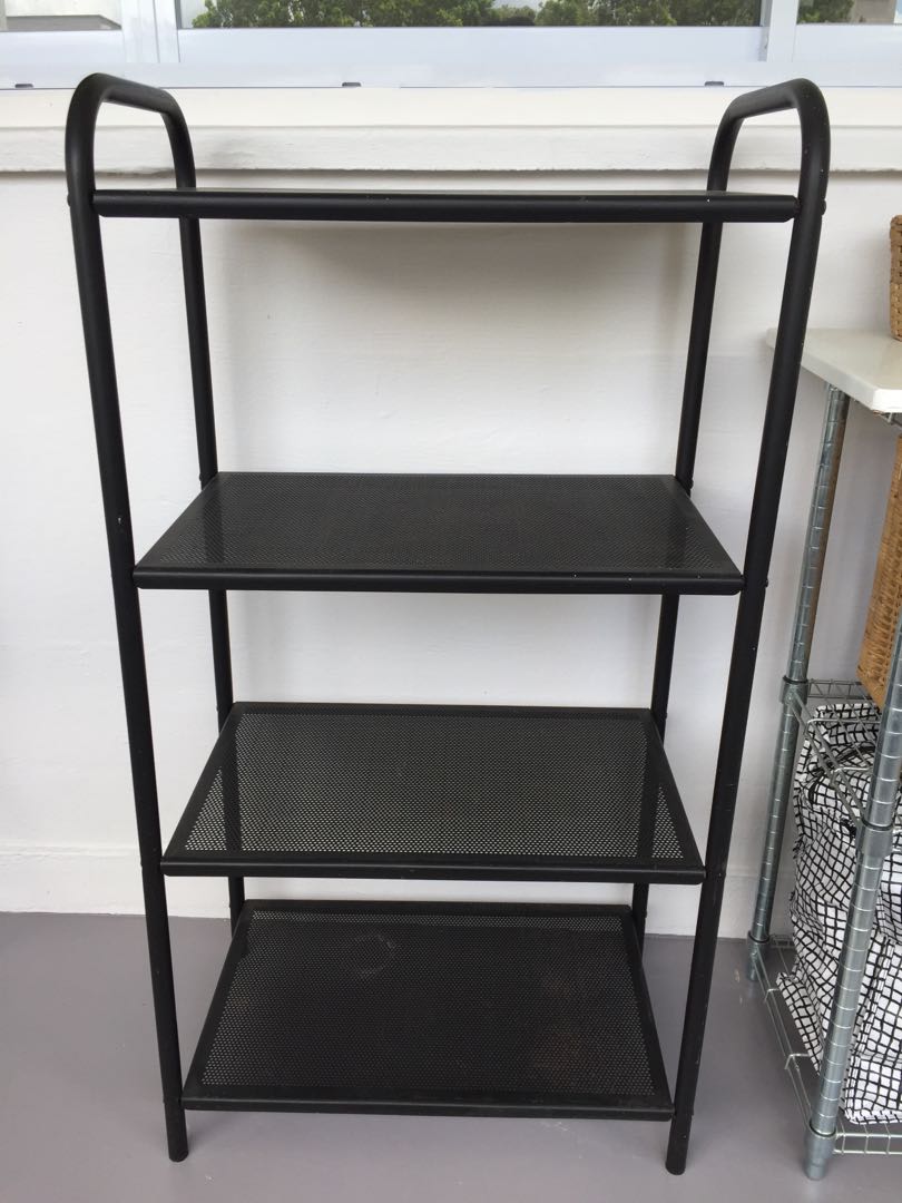 Black Steel Storage Rack, Furniture, Shelves & Drawers on Carousell