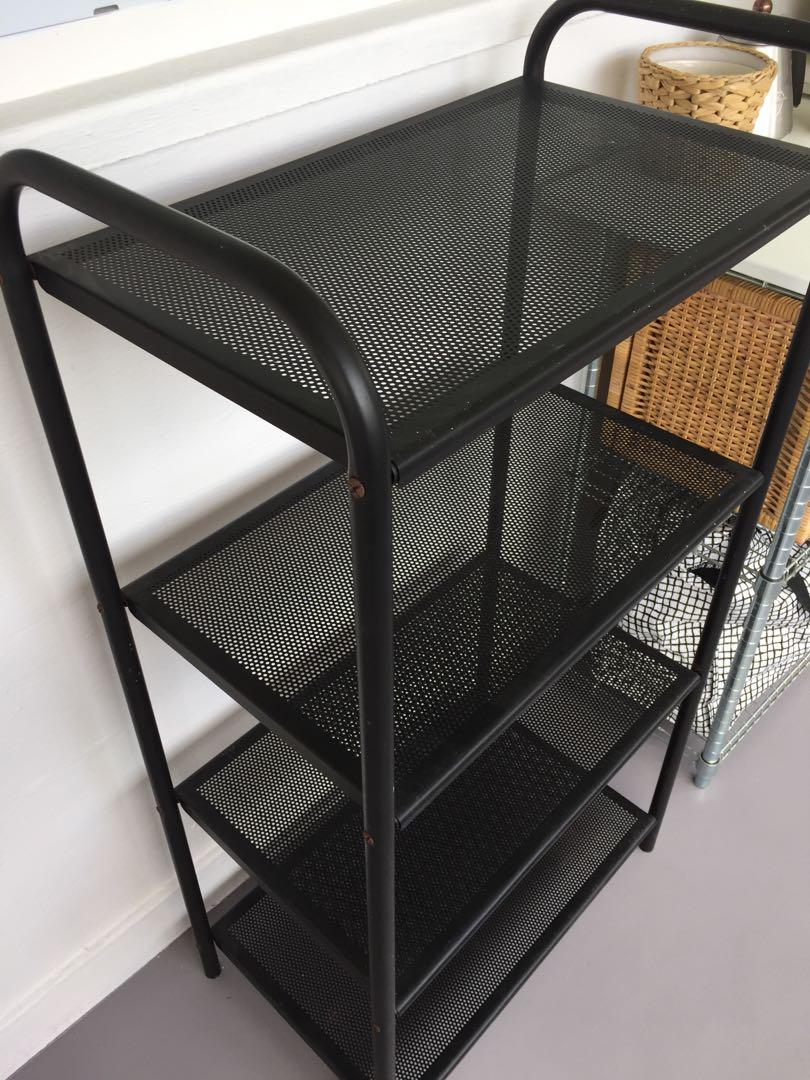Black Steel Storage Rack, Furniture, Shelves & Drawers on Carousell