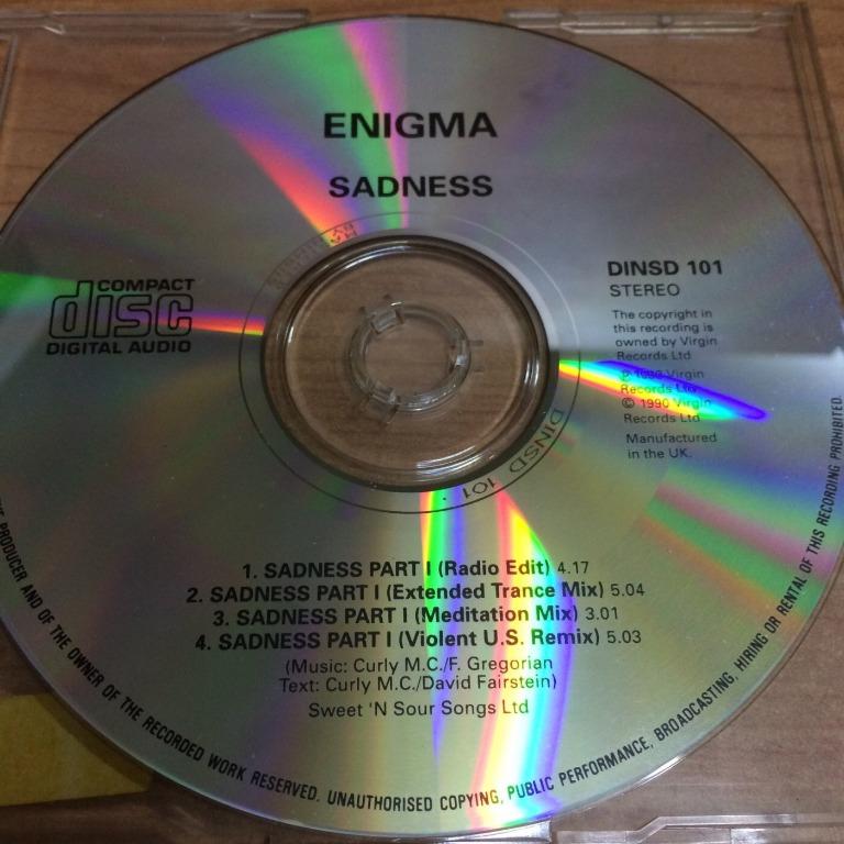 CD Enigma Sadness Part 1 Sadness Part I (Radio Edit) / Sadness Part I (Extended Trance Mix ...
