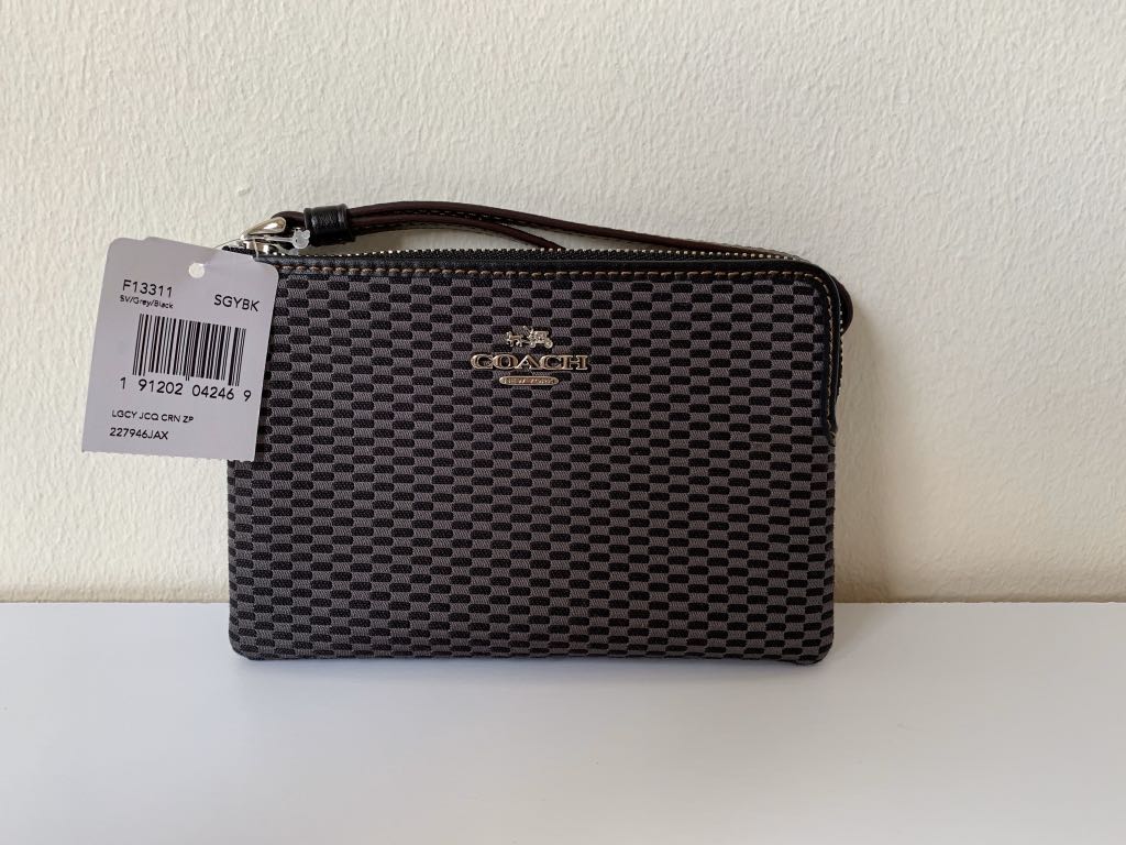 Coach Wristlet (Checkered Black), Women's Fashion, Bags & Wallets ...