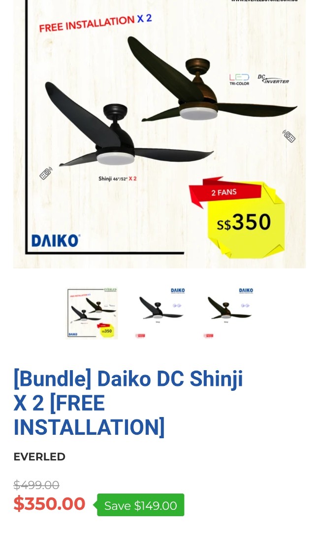 Daiko Shinji Ceiling Fan, Furniture & Home Living, Lighting & Fans, Fans on Carousell