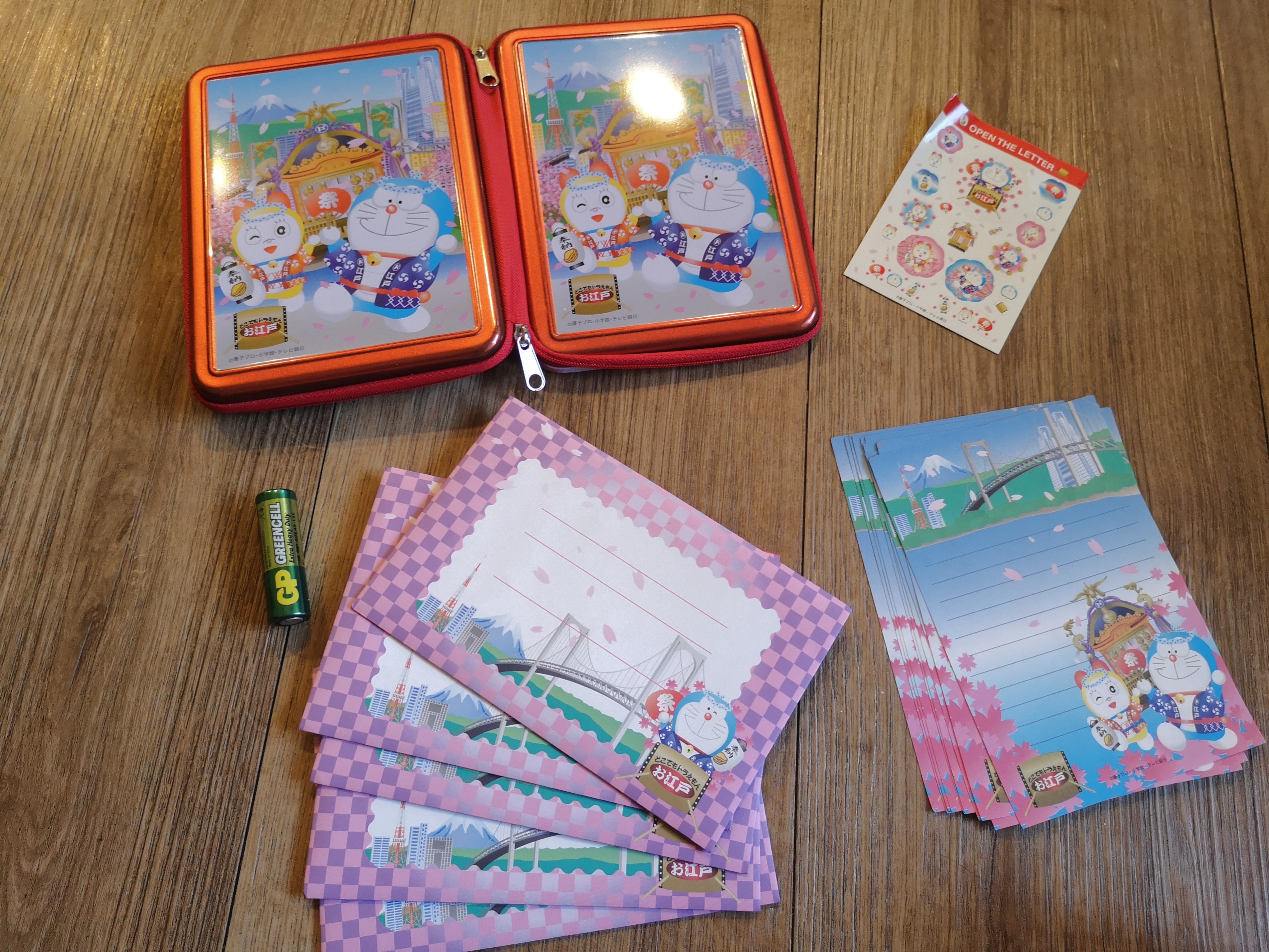 Doraemon Stationary Metal Case A with Zip envelope notes sticker ...