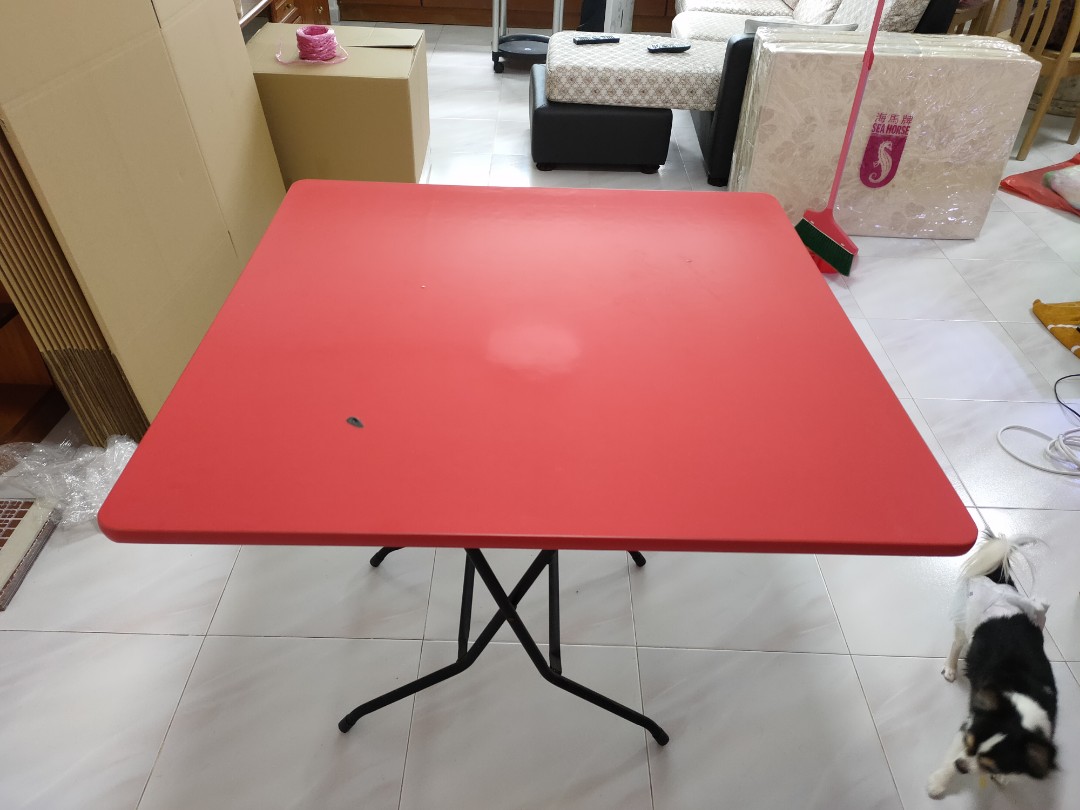 Foldable Table (Red), Furniture & Home Living, Furniture, Tables & Sets ...