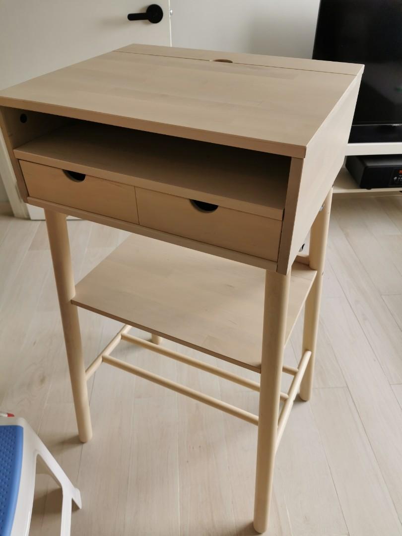 Knotten Standing Desk White Birch Ikea