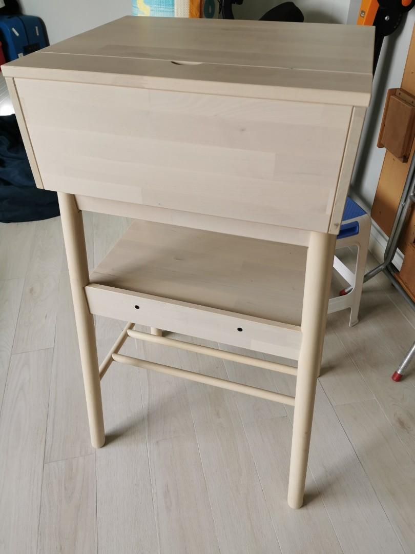 Knotten Standing Desk White Birch Ikea