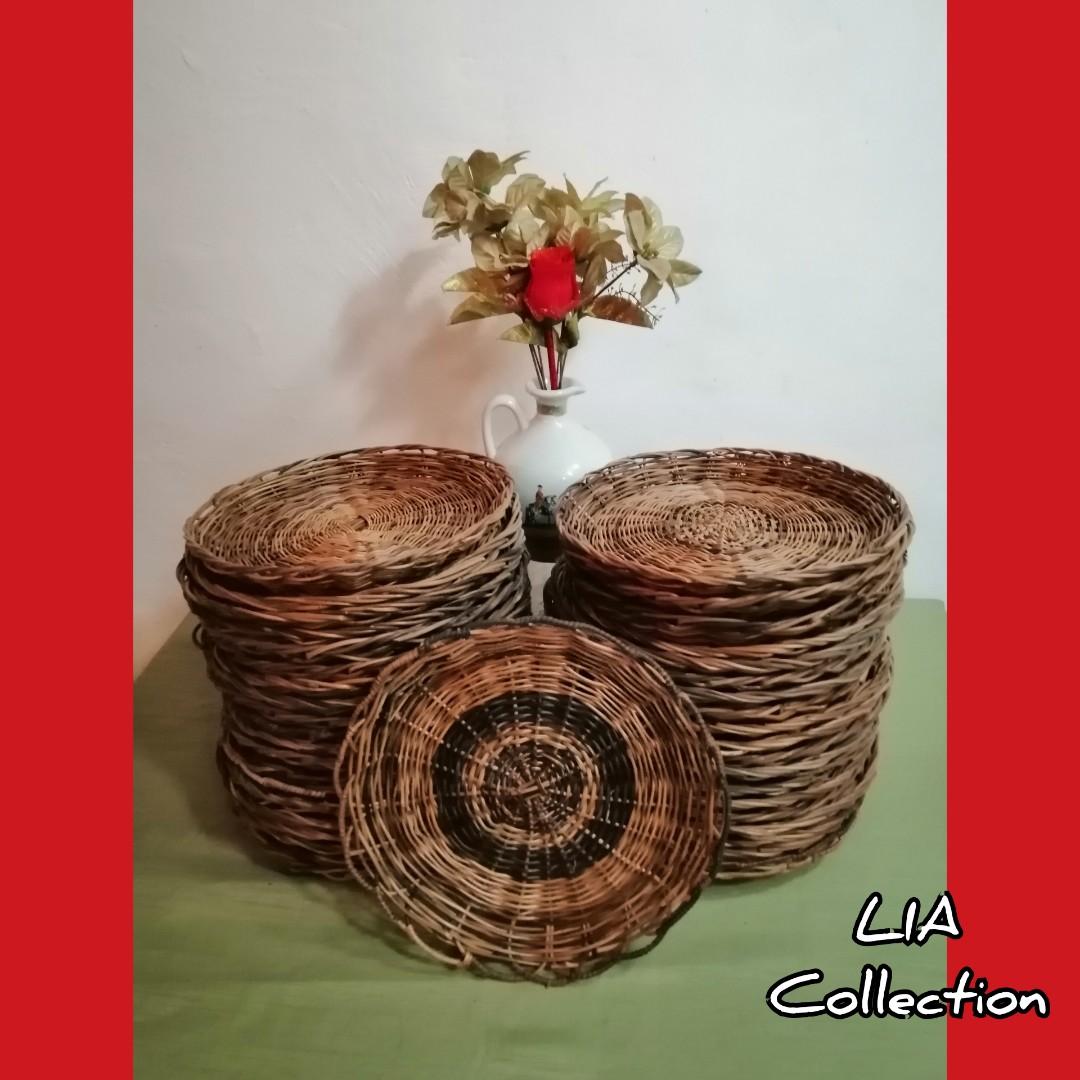 Party Materials || Wicker Native Plates || 41 pcs of Rattan Paper Plate ...