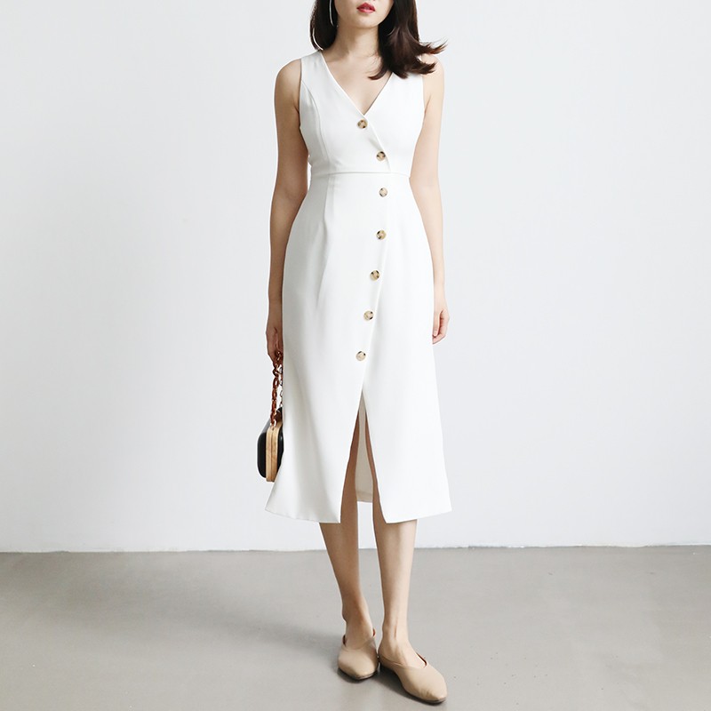 Simple white button dress, Women's Fashion, Dresses & Sets, Dresses on ...