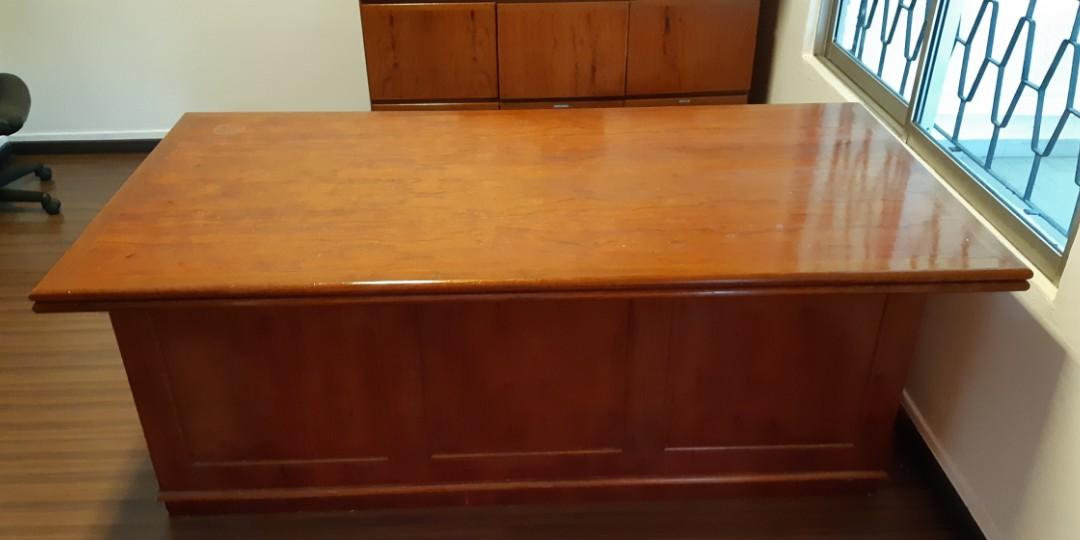 Solid teak wood office table, Furniture & Home Living, Furniture ...