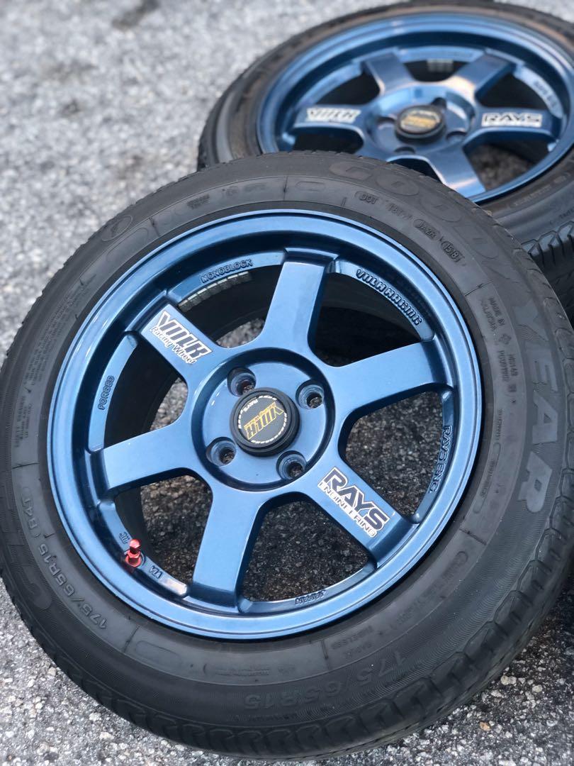 Sport Rim TE37 15 Mag Blue 15 pcd100, Auto Accessories on Carousell