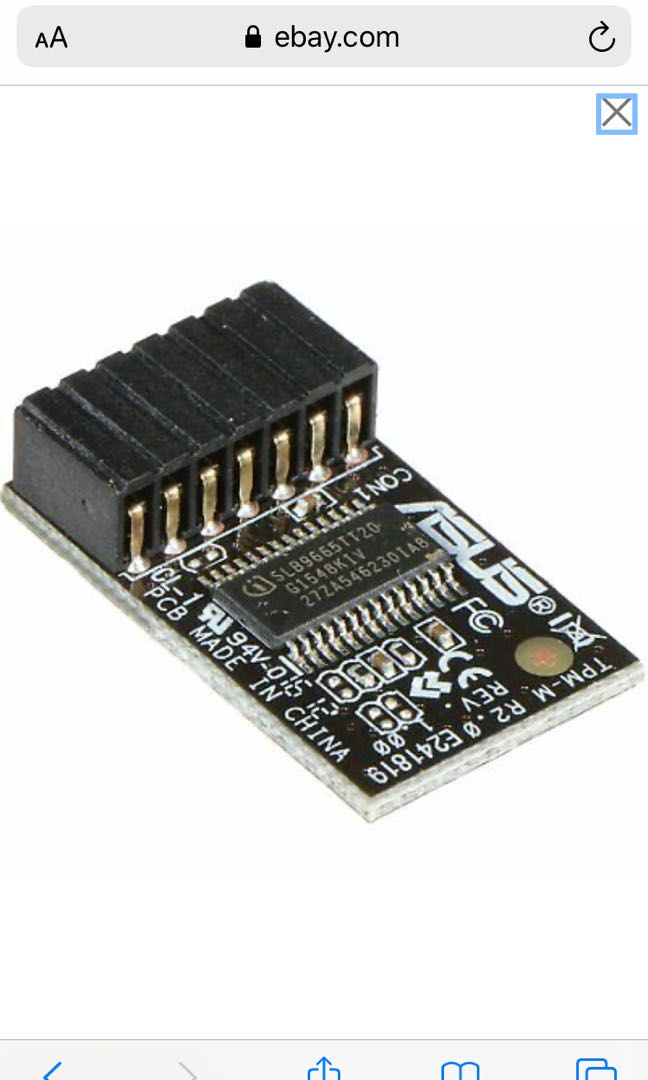 Asus TPM-M R2.0 TPM Module 14 pin motherboard encryption bitlocker ...