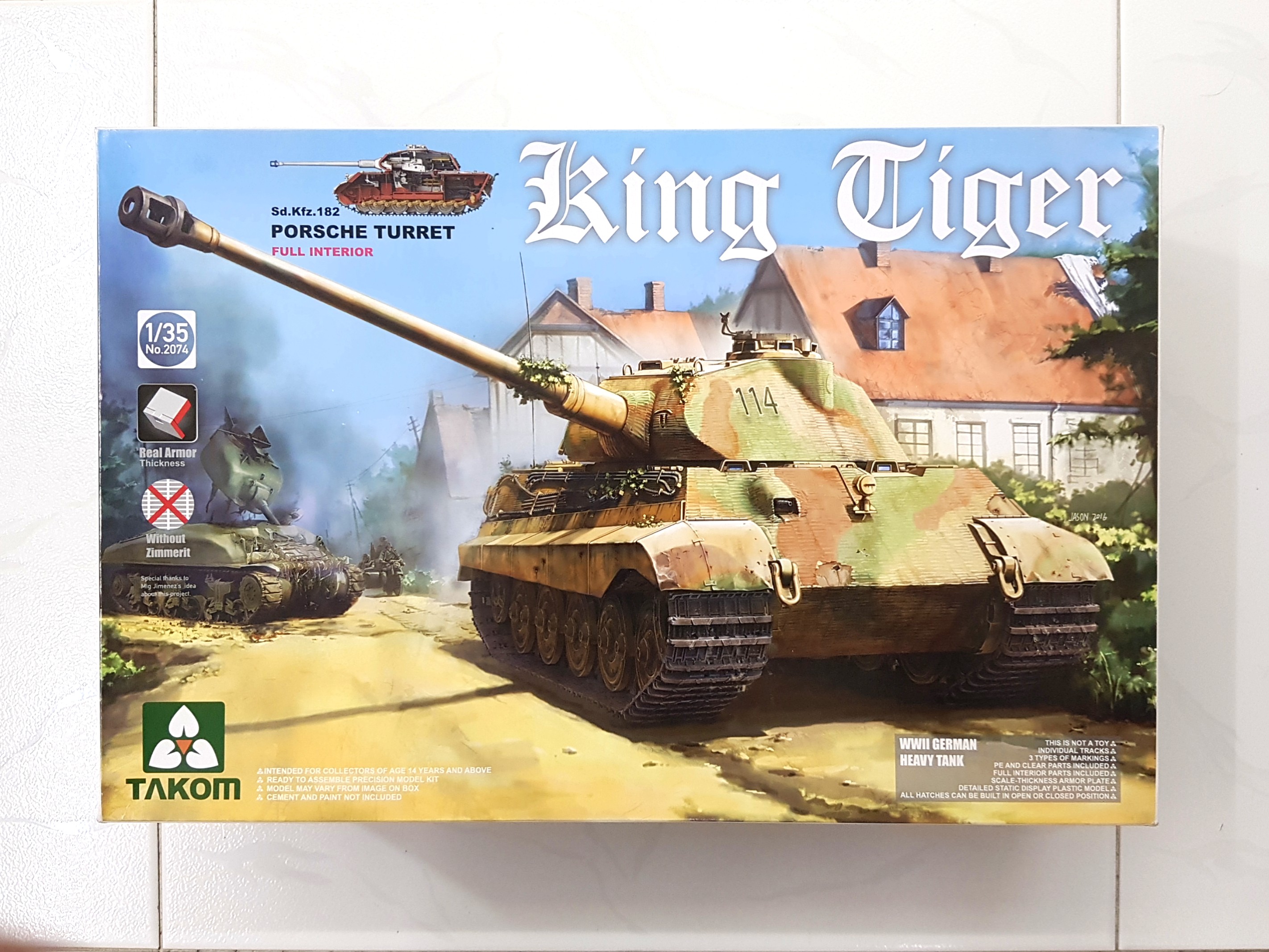 BS02 1/35 2074 Takom German Tank Sd Kfz 182 King Tiger - Porsche Turret with Full Interior (2nd ...