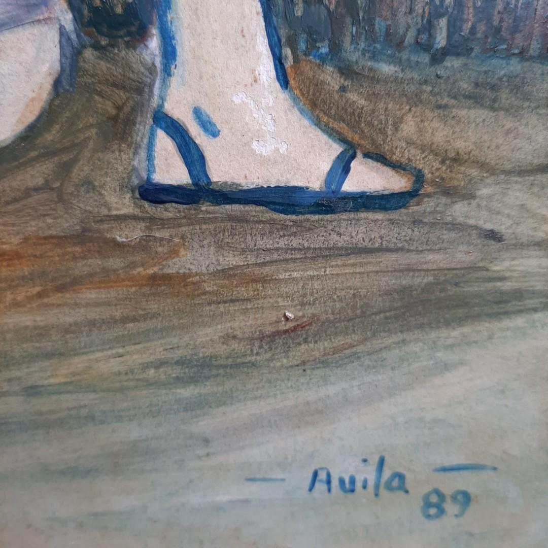 【MarsC】南美帶回畫作-農夫持鐮刀-1989年Auila, 書籍、休閒與玩具, 文具、藝術、手工藝, 畫、印刷品在旋轉拍賣