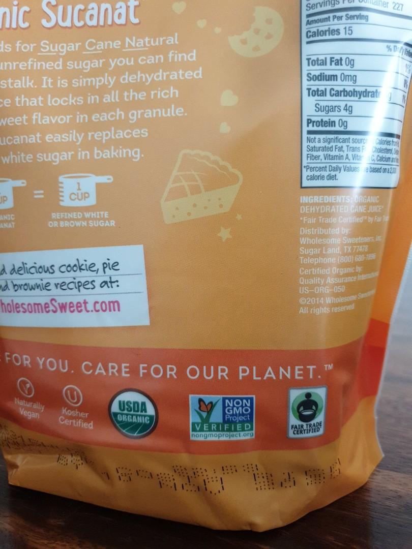 Organic Sucanat, Cane Sugar, 2 lb (907 g), Food & Drinks, Packaged ...